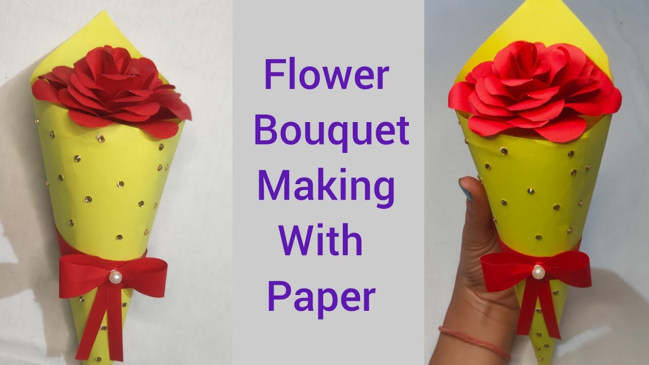 So Beautiful Flower Bouquet Making With Paper 🌷🌷 - YouTube