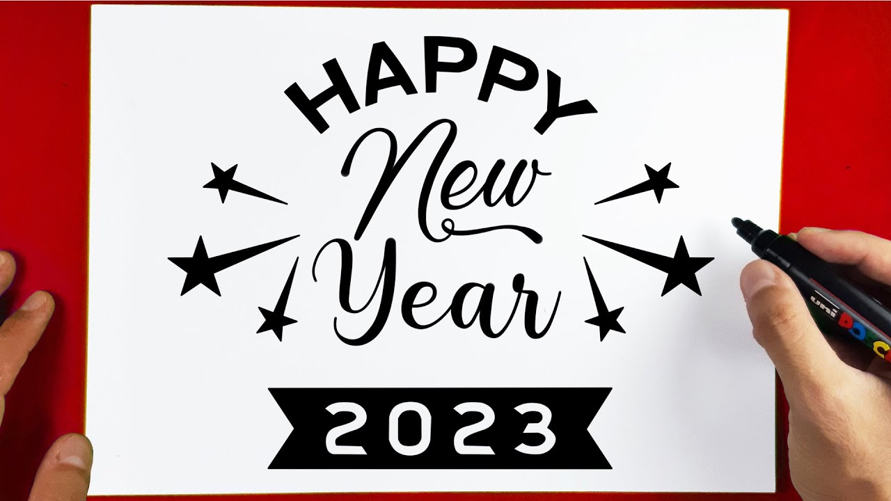How to Draw Happy New Year 2023 - YouTube