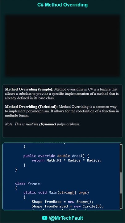 C# Method Overriding #coding #code #csharp #csharptutorial #interviewquestions - YouTube