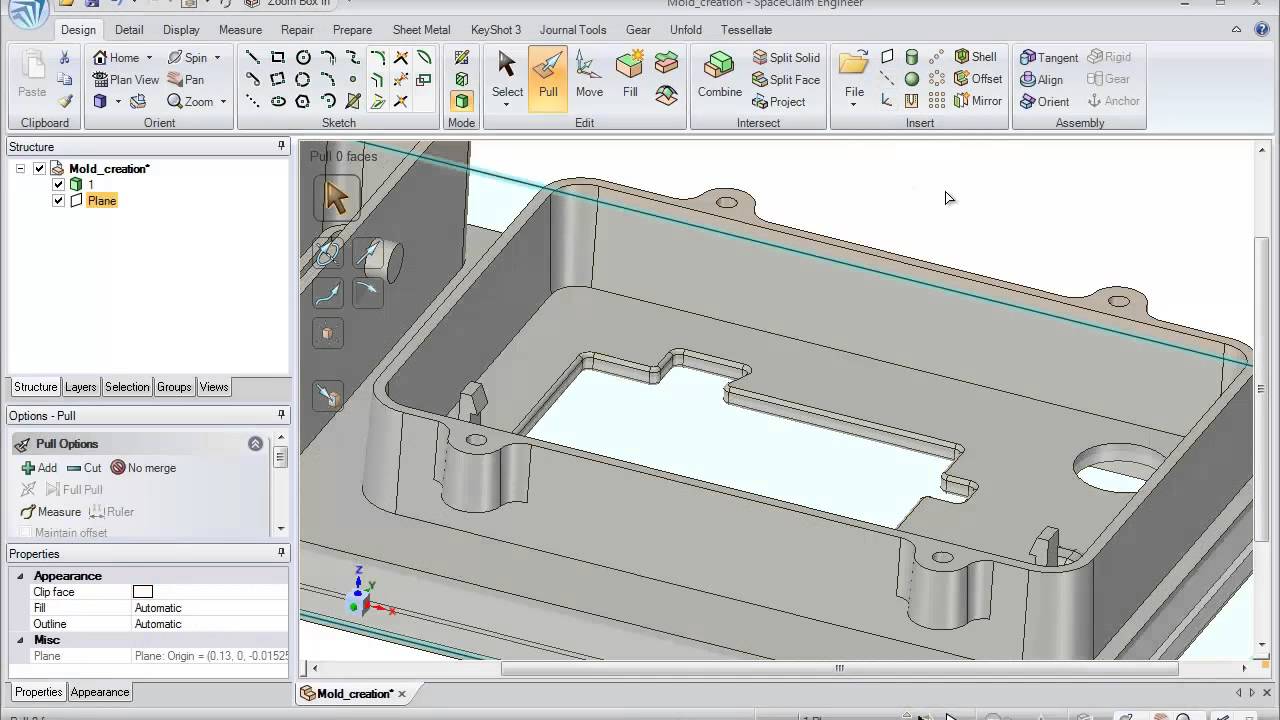SpaceClaim mold - YouTube