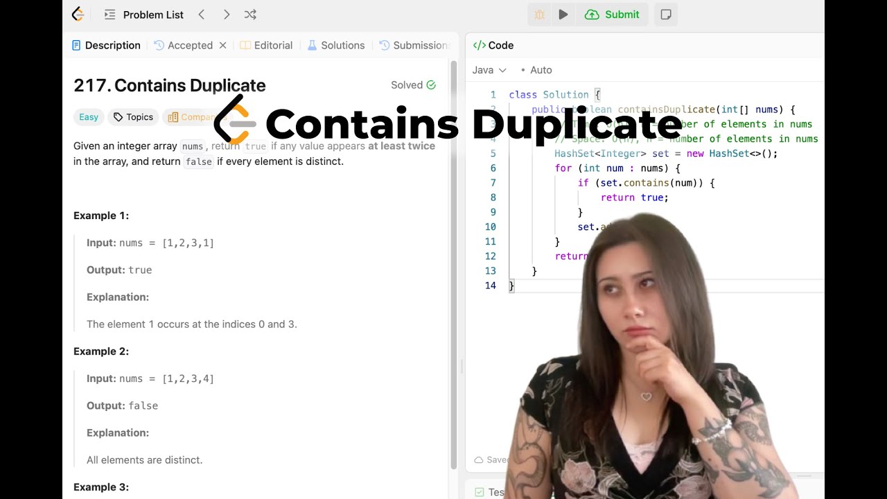 Contains Duplicate Leetcode Java Youtube
