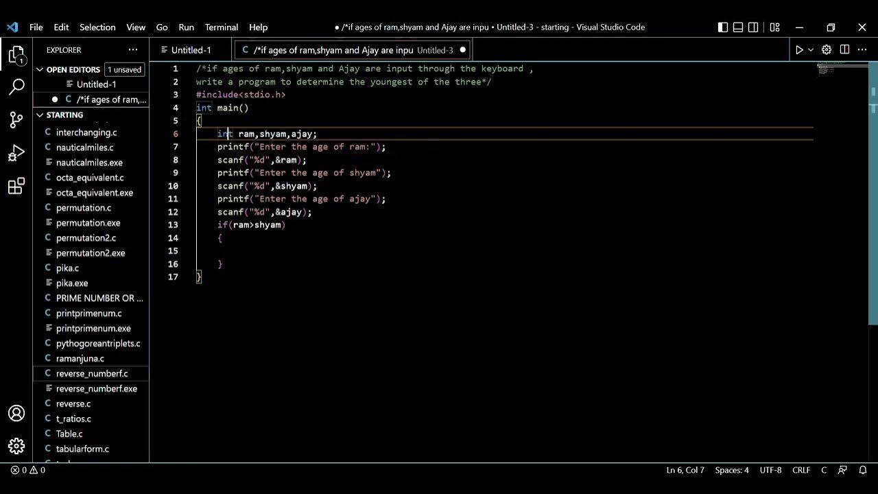 to determine youngest of the three - YouTube