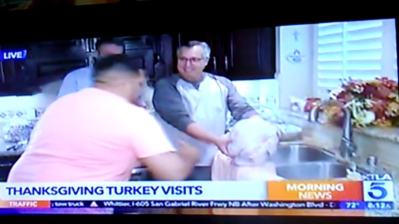 Slapping a Thanksgiving Turkey: Eric Spillman Live for KTLA 5 News ...