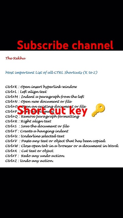 List Of All CTRL Shortcuts Keys|| #shortcutkeys #computertricks # ...