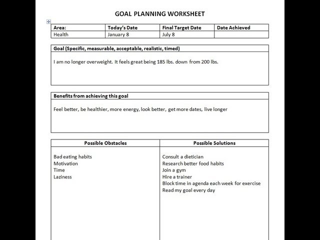 Brian Tracy Goal Setting Worksheet Pdf