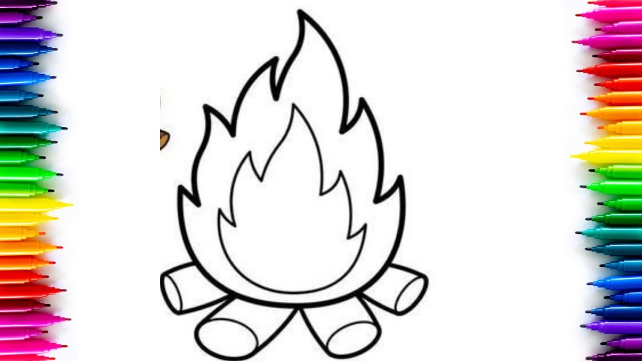 bonfire drawing - how to draw bonfire - drawing and coloring for kids ...