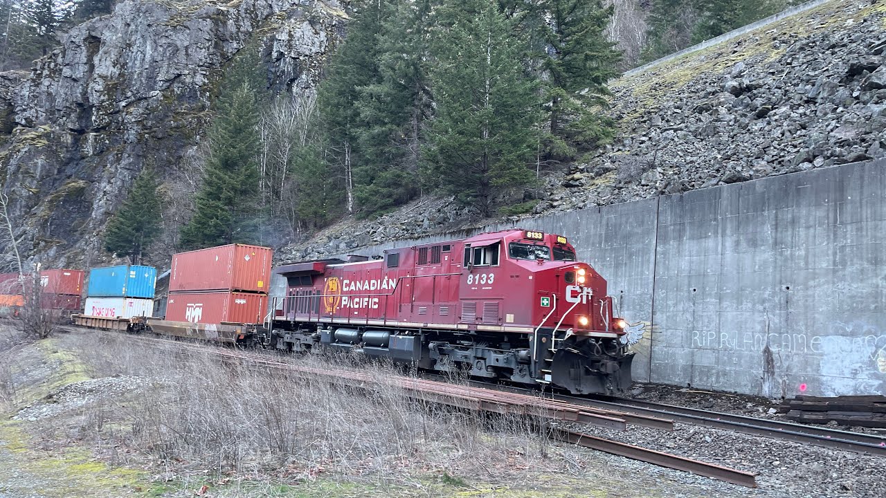Trains BC 2023: CP 100 (Intermodal) W/ SD70ACu DPU @ Yale Canada ...