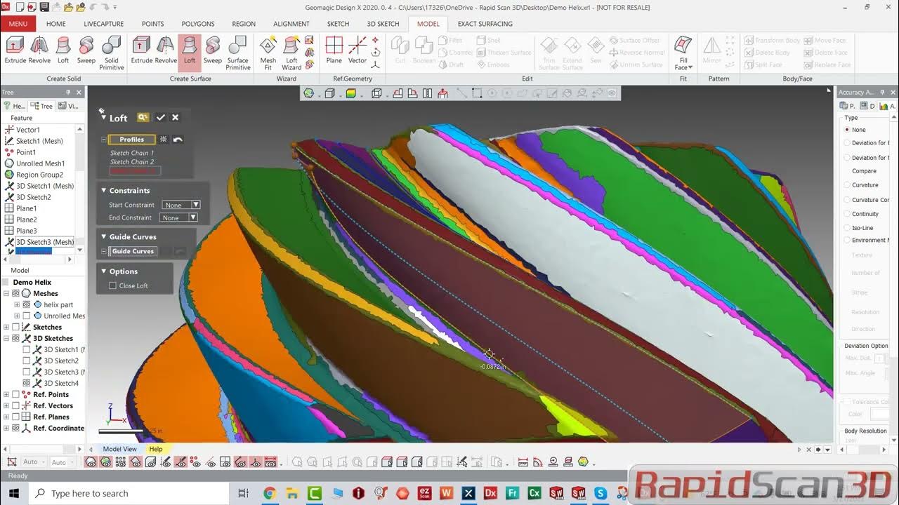 Geomagic Design X Helix 3D Unroll and Roll Curves - YouTube