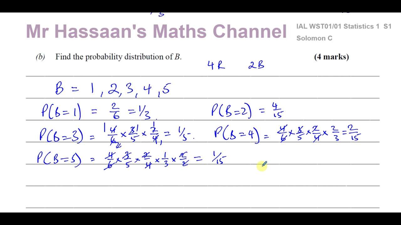 AS/AL (IAL) Statistics (S1)-Solomon Paper C Q7 Discrete Random ...