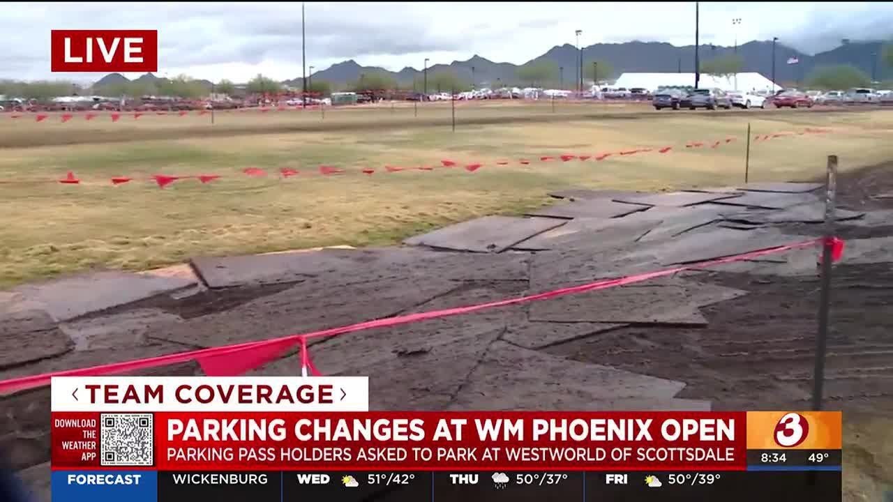 Rain forces parking changes at WM Phoenix Open - YouTube