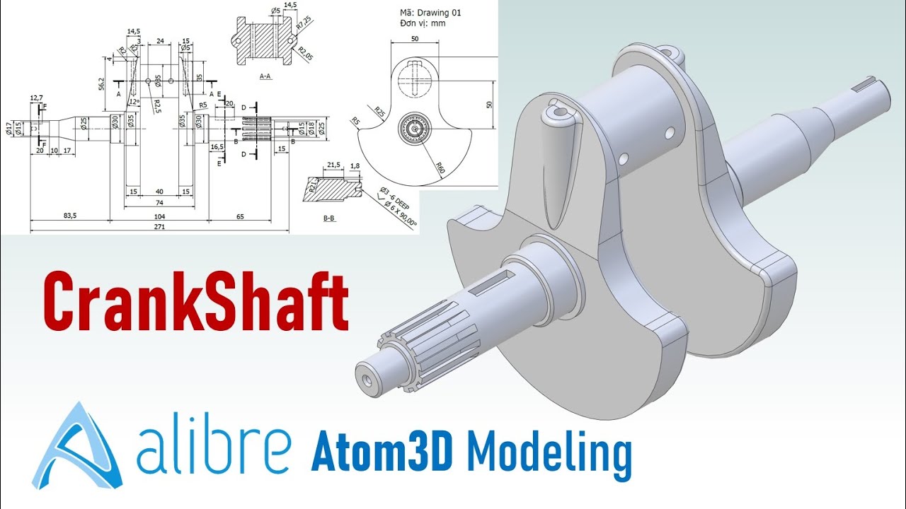 Alibre Atom3D Modeling | Design Crankshaft Engine - YouTube