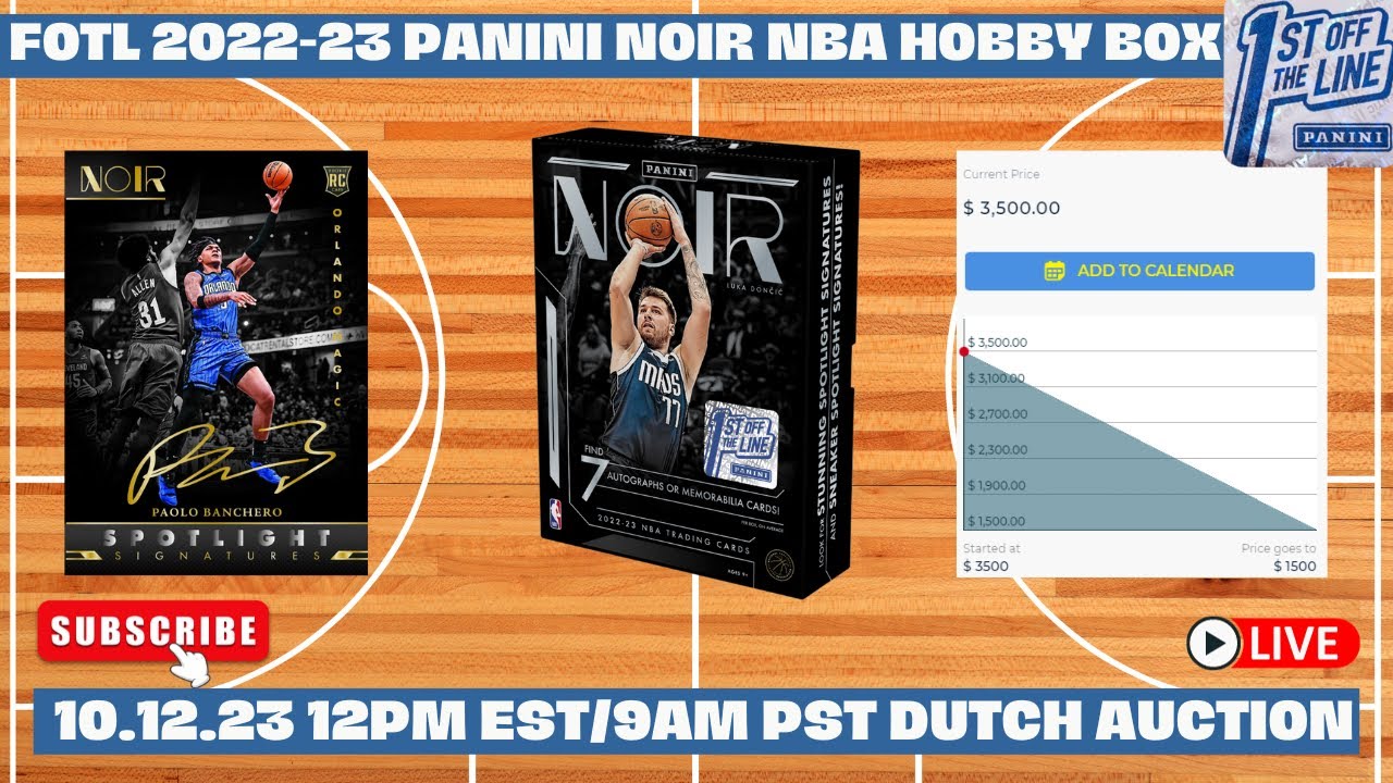 FOTL 2022-23 PANINI NOIR NBA HOBBY BOX DUTCH AUCTION - YouTube