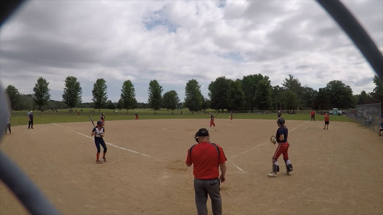 Emily Todor #1 9 pitch at bat vs 18U Angels - YouTube