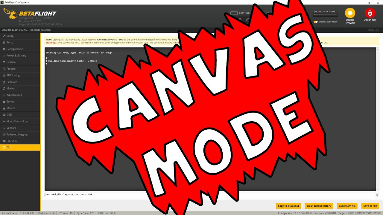 Come configurare CANVAS MODE su Betaflight 4.3 o precedenti (DJI ...