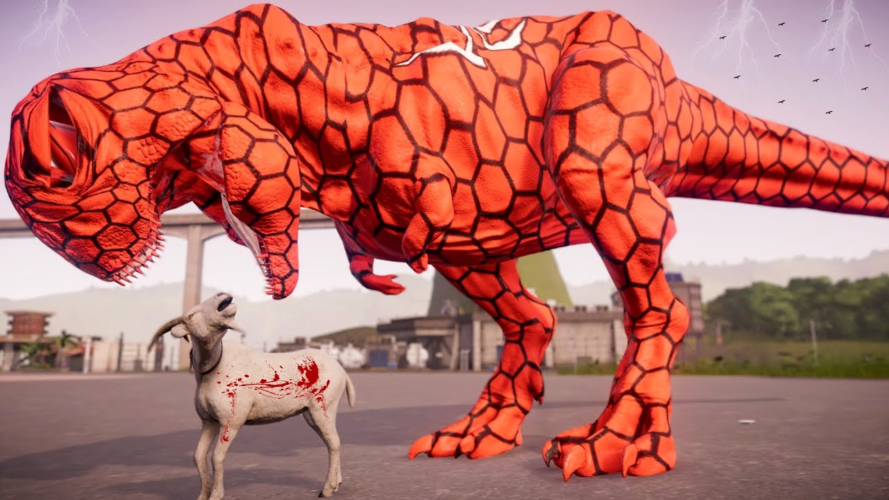 Red Venom VS Spiderman I.Rex & Colors T.Rex & Albertosaurus - Jurassic ...