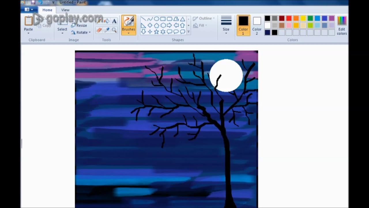 How to Draw midnight moon WALL ART IN MS PAINT? - YouTube