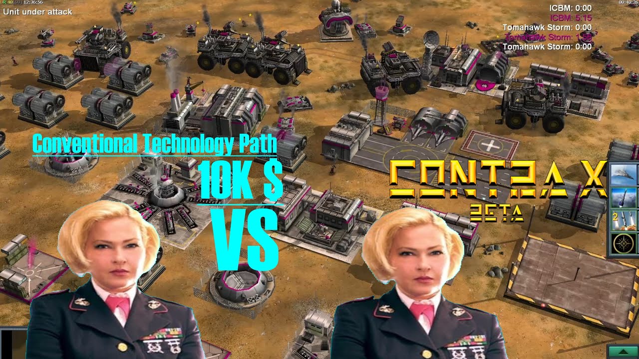 C&C Generals Contra X Beta 1 VS 1 Insane AI (10K $, duel, Conventional Technology Path) - YouTube