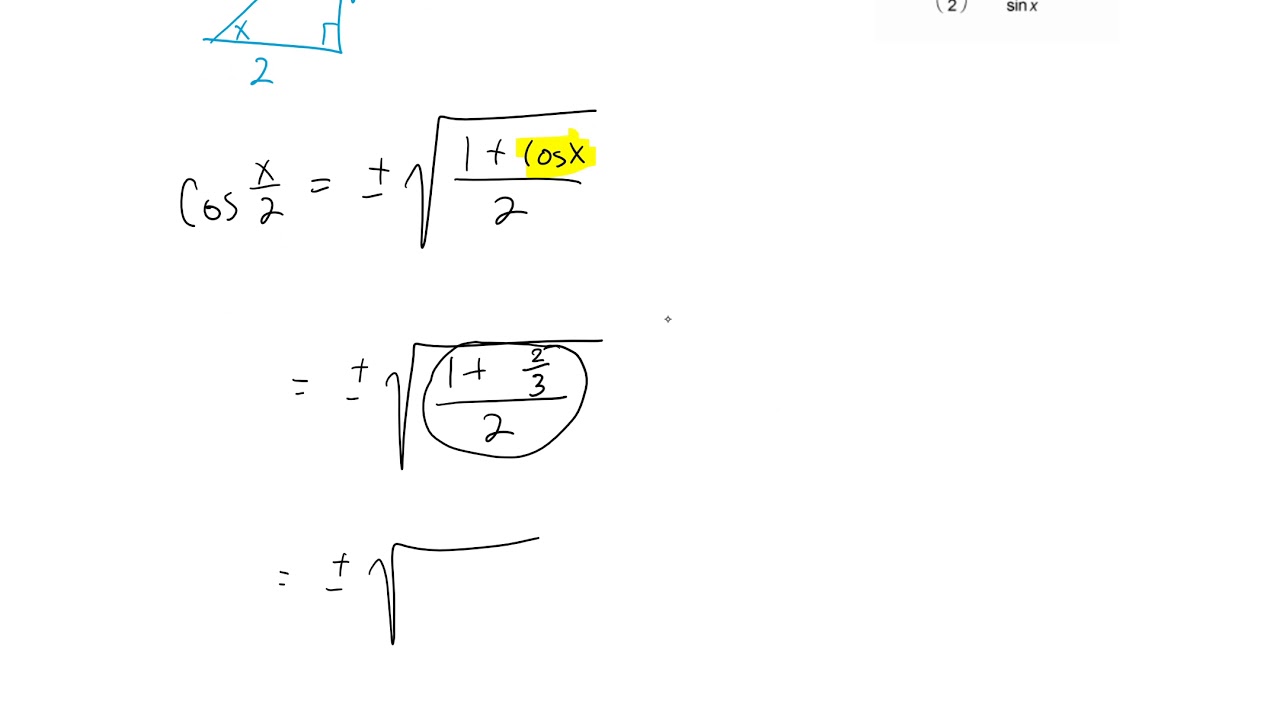 cos half angle given secx - YouTube