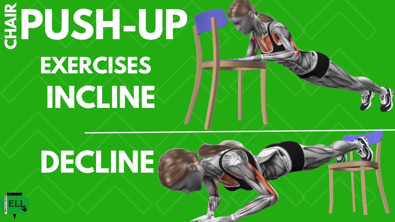 Incline and Decline Chair Push-up Exercises at Home [Animation] - YouTube