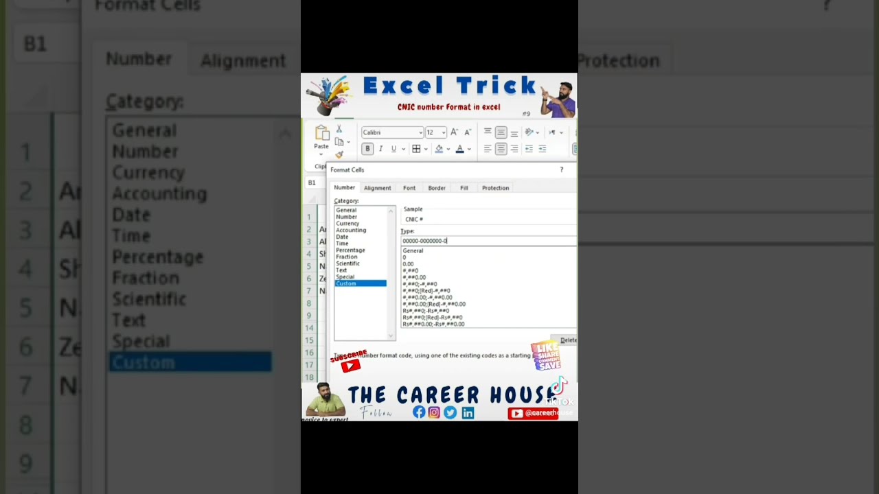 CNIC Format In Excel Custom Formatting In Excel YouTube CNIC Format In Excel Custom Formatting In Excel YouTube