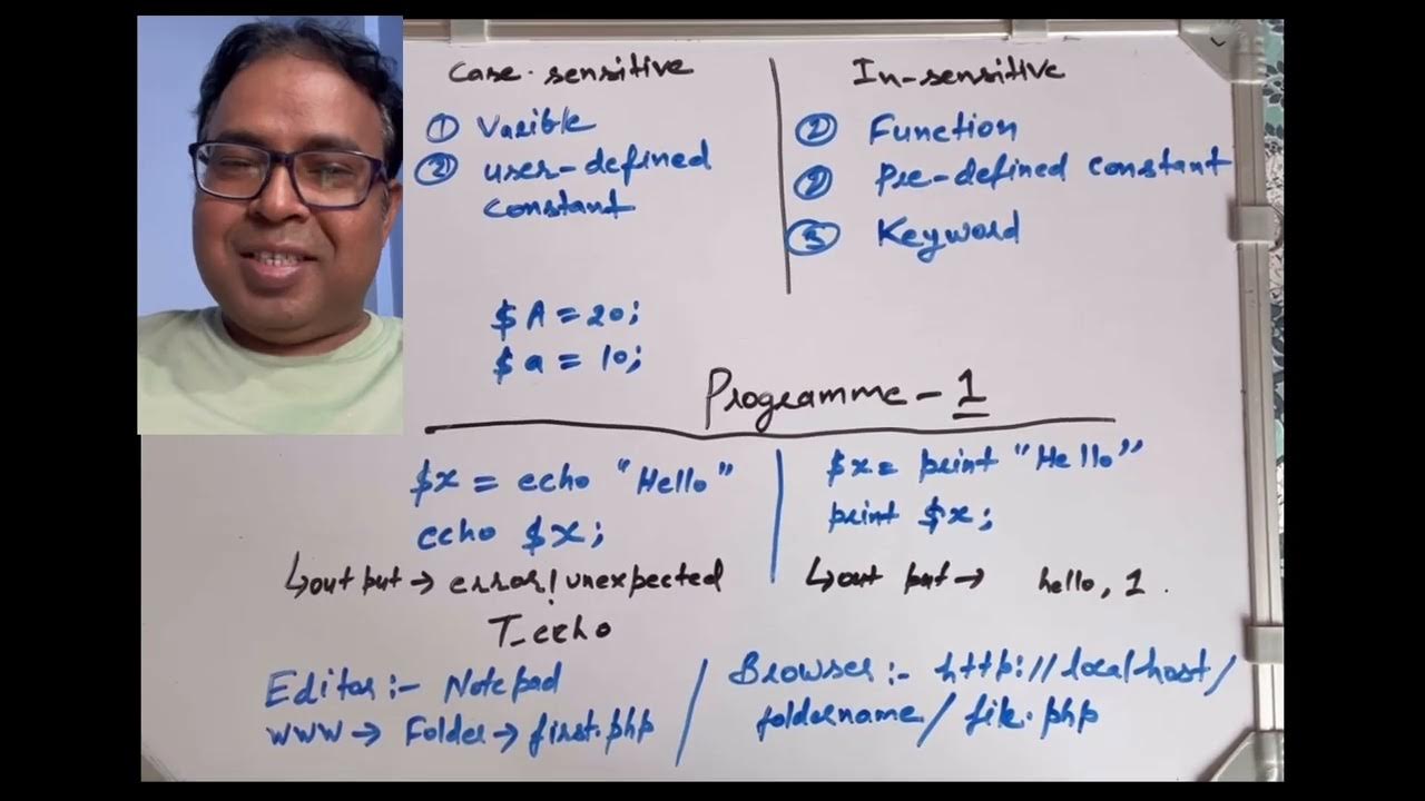 PHP Part9: php case sensitive and insensitive #variables #function #userdefinedfunction #keyword ...