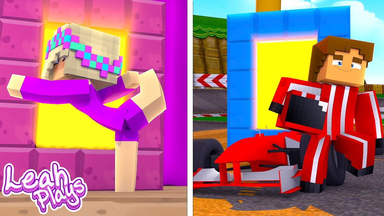 Minecraft Little Leah Plays -PORTAL TO THE GYMNAST LIFE VS PORTAL TO ...