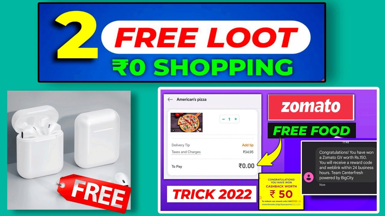 NEW FREE SHOPPING LOOT TODAY ll Zomato Free Food unlimited trick l Free ...