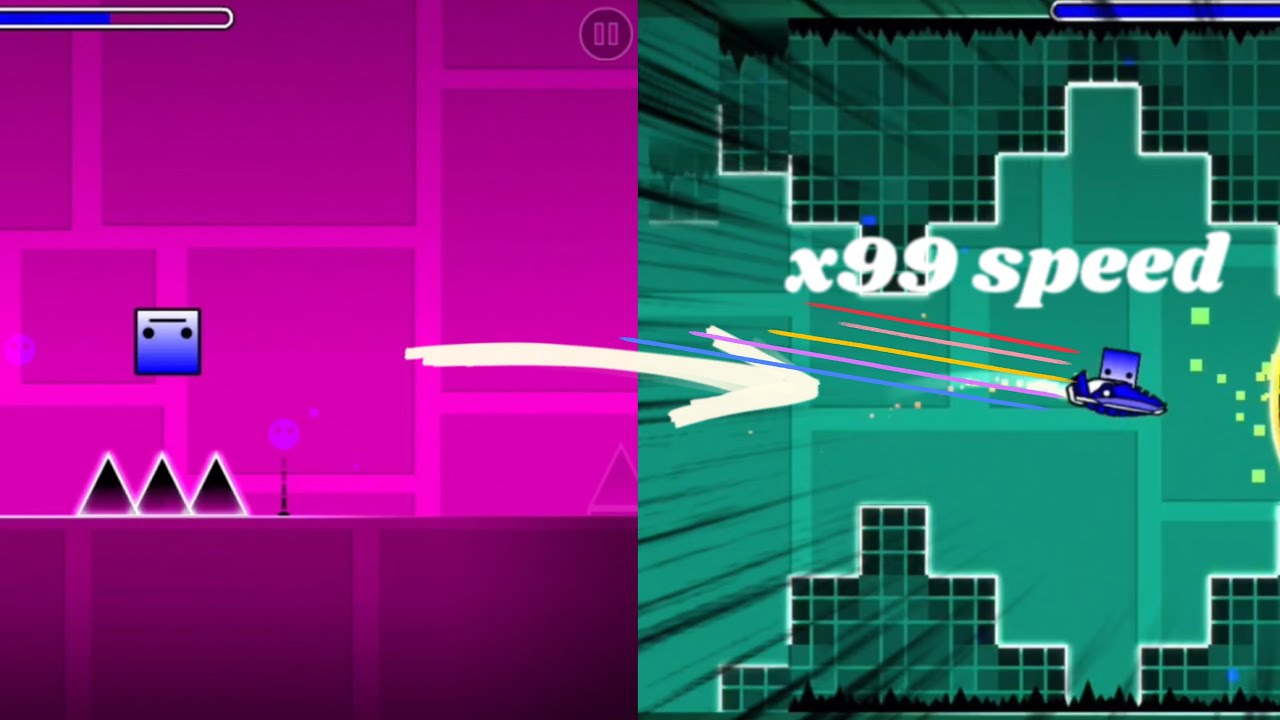 Geometry dash, but it gets faster after every triple jump… (funny ...