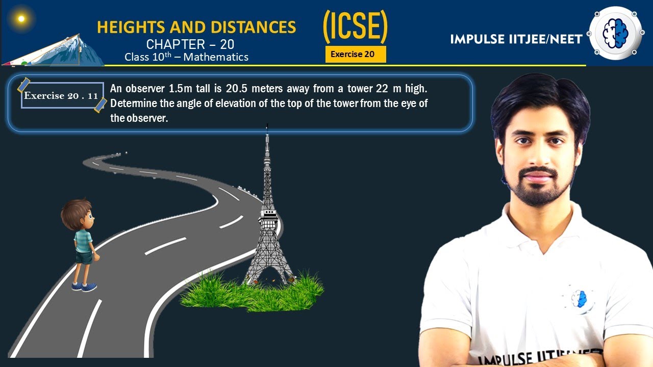 An observer 1.5m tall is 20.5 meters away from a tower 22 m high ...