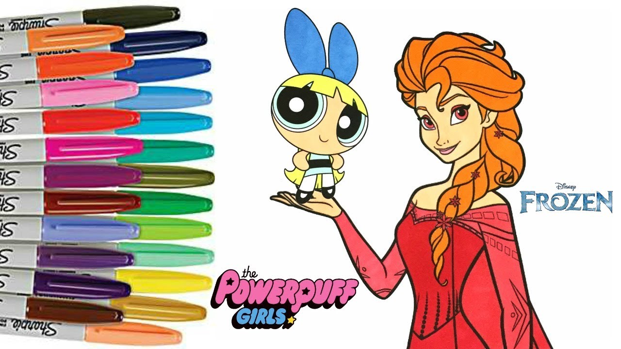 Powerpuff Girls Coloring Book Color Swap Blossom Disneys Frozen Elsa ...