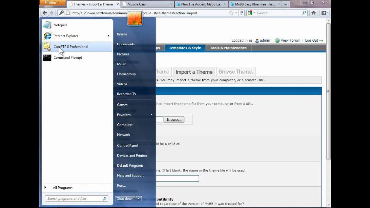 How to install a new theme or skin on MyBB - YouTube