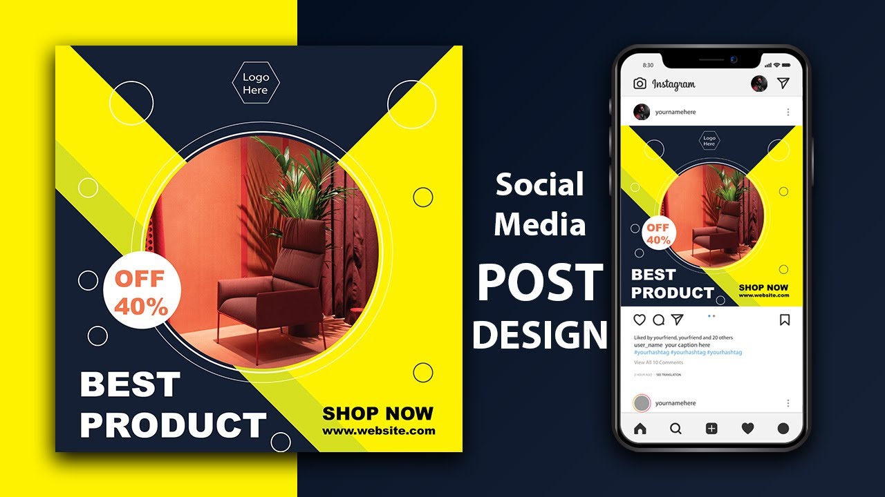 Furniture Ads Banner Design Tutorial | Instagram Ads Banner | Illustrator Tutorial - YouTube