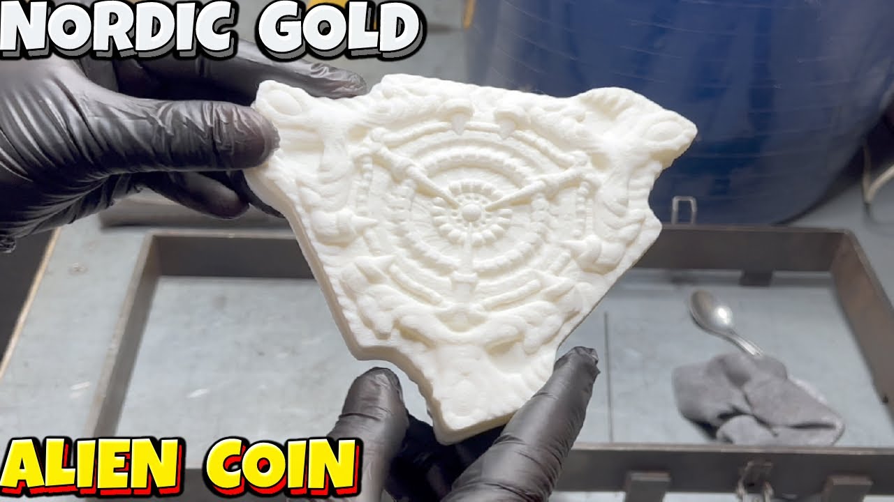 Turning 3D Print into Nordic Gold - Sand Casting an Alien Coin - Molten ...