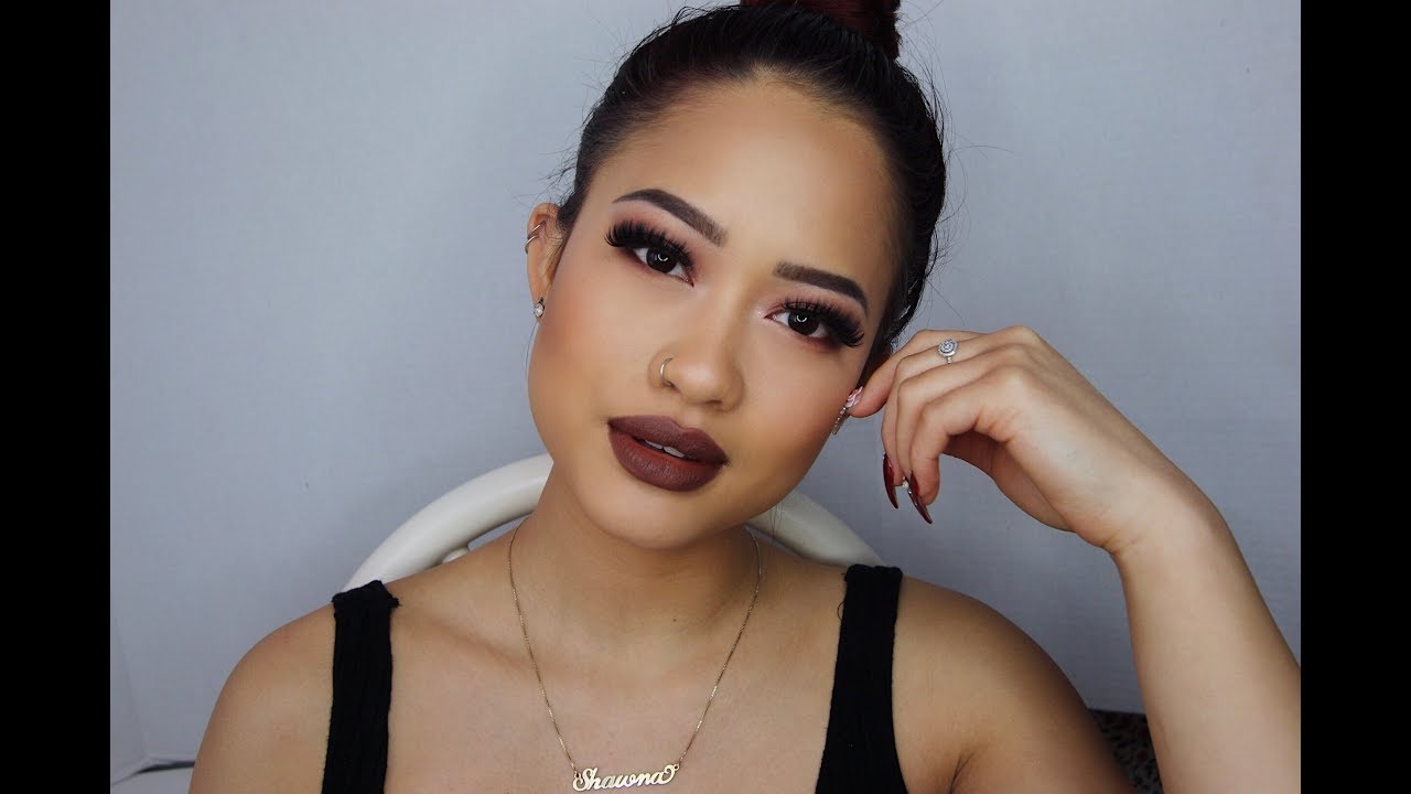 Bold Brown Lips Makeup Look ft. Soft Glam Palette - YouTube