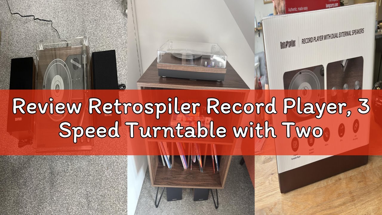 Review Retrospiler Record Player, 3 Speed Turntable with Two 15W ...
