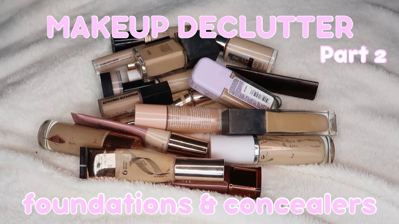 ANNUAL MAKEUP DECLUTTER♡ | foundations & concealers | *realistic* - YouTube