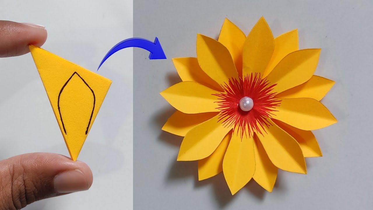Easy Paper Flower Making Craft | Paper Flower Making Step By Step | DIY ...