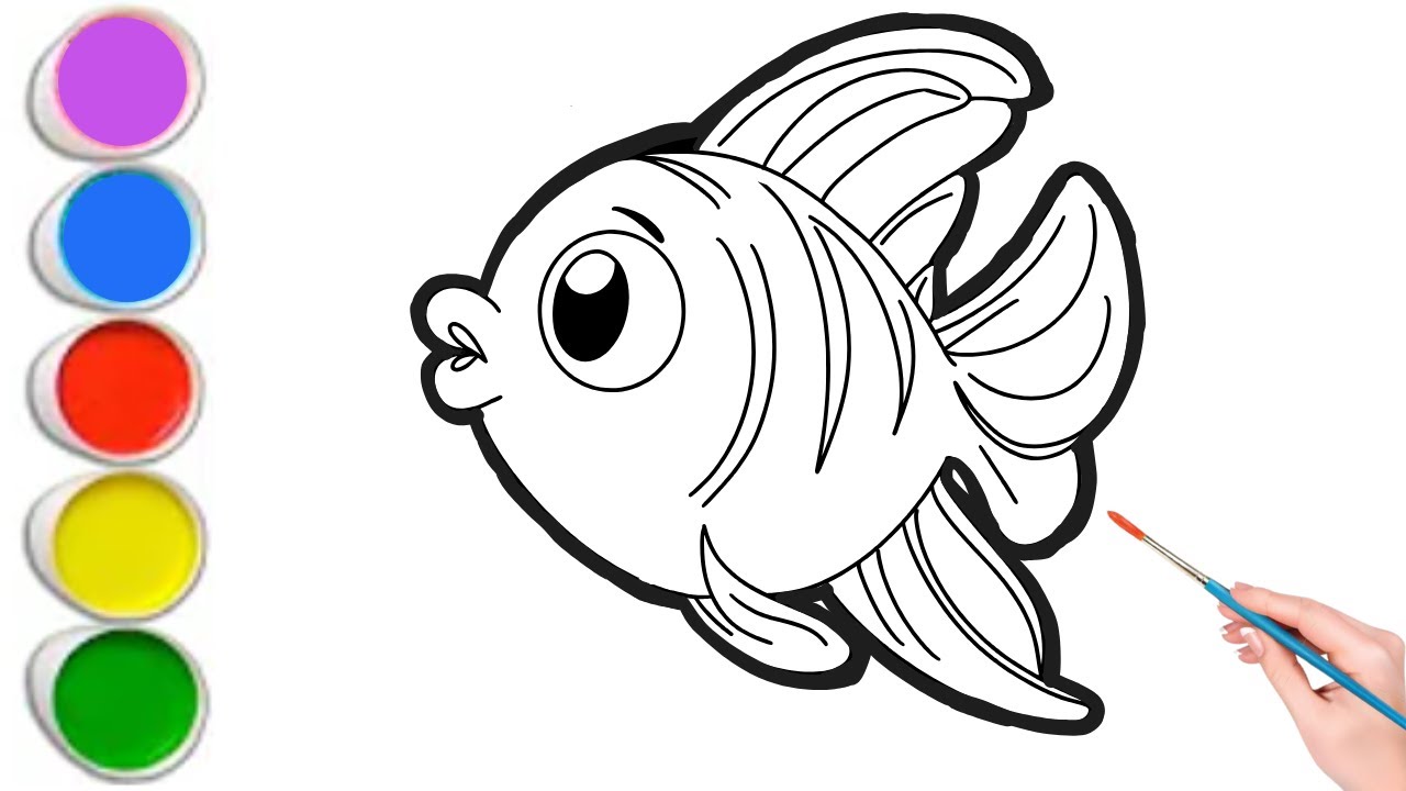 Fish Drawing, Painting and Coloring for Kids | Easy Colorful Fish ...