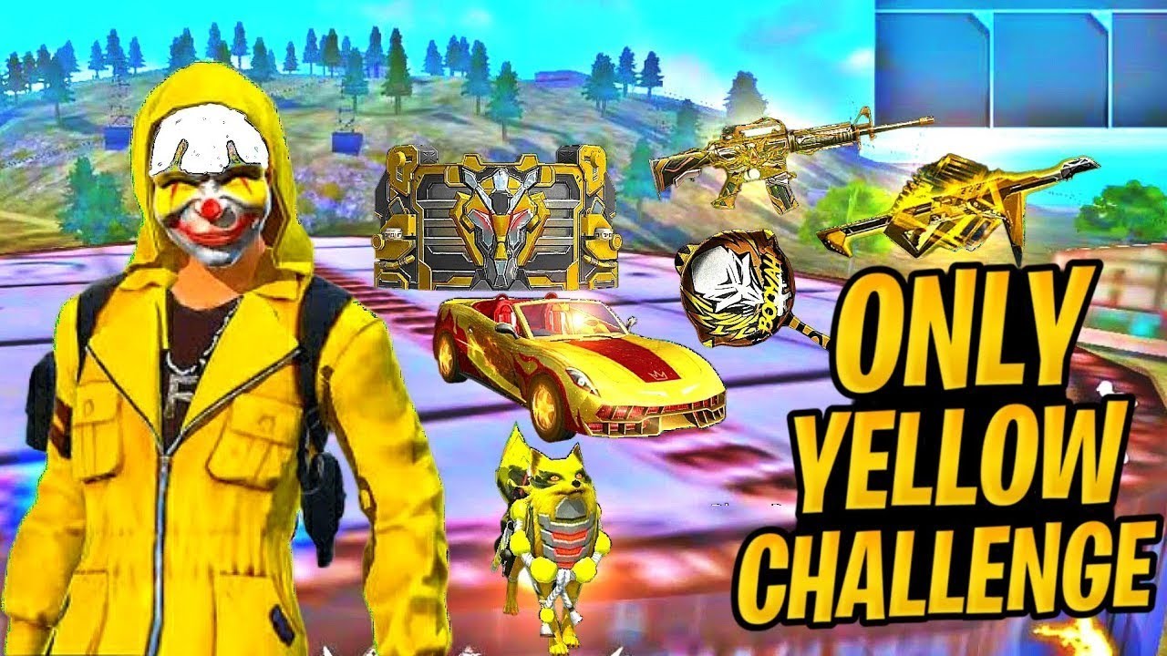 Only yellow colour challange⚡all item is yellow💛 duo vs squad gameplay ...