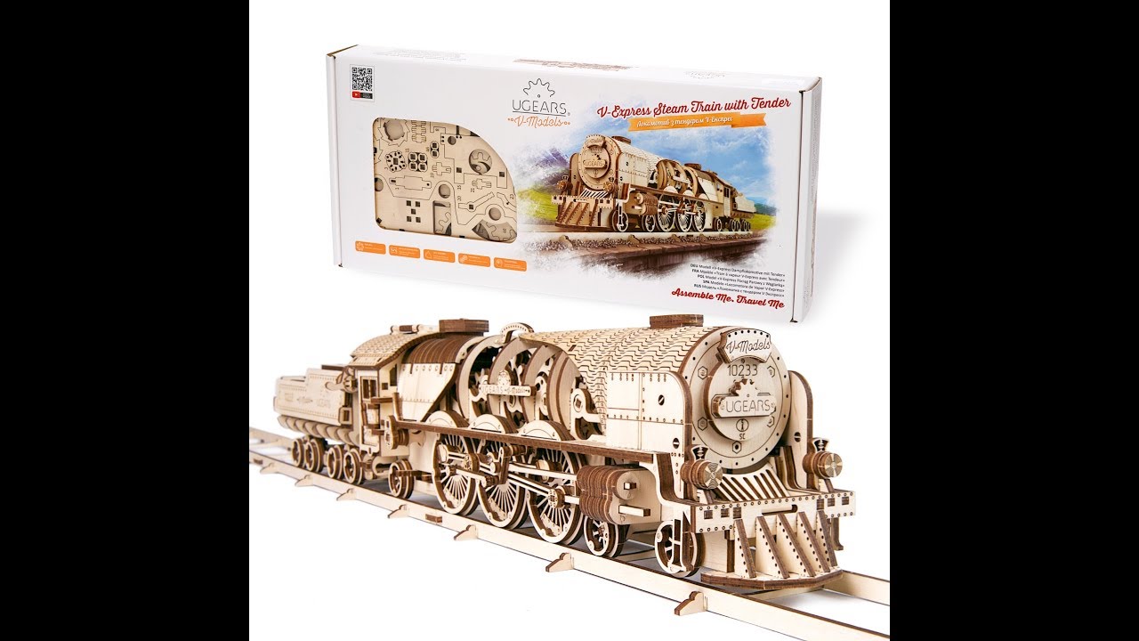 Ugears V Express Steam Train with Tender Wooden DIY Kit Assembly Video ...