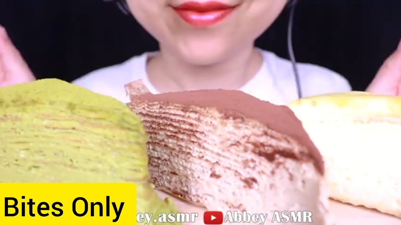 BITES ONLY Crepe Cake // Abbey ASMR - YouTube