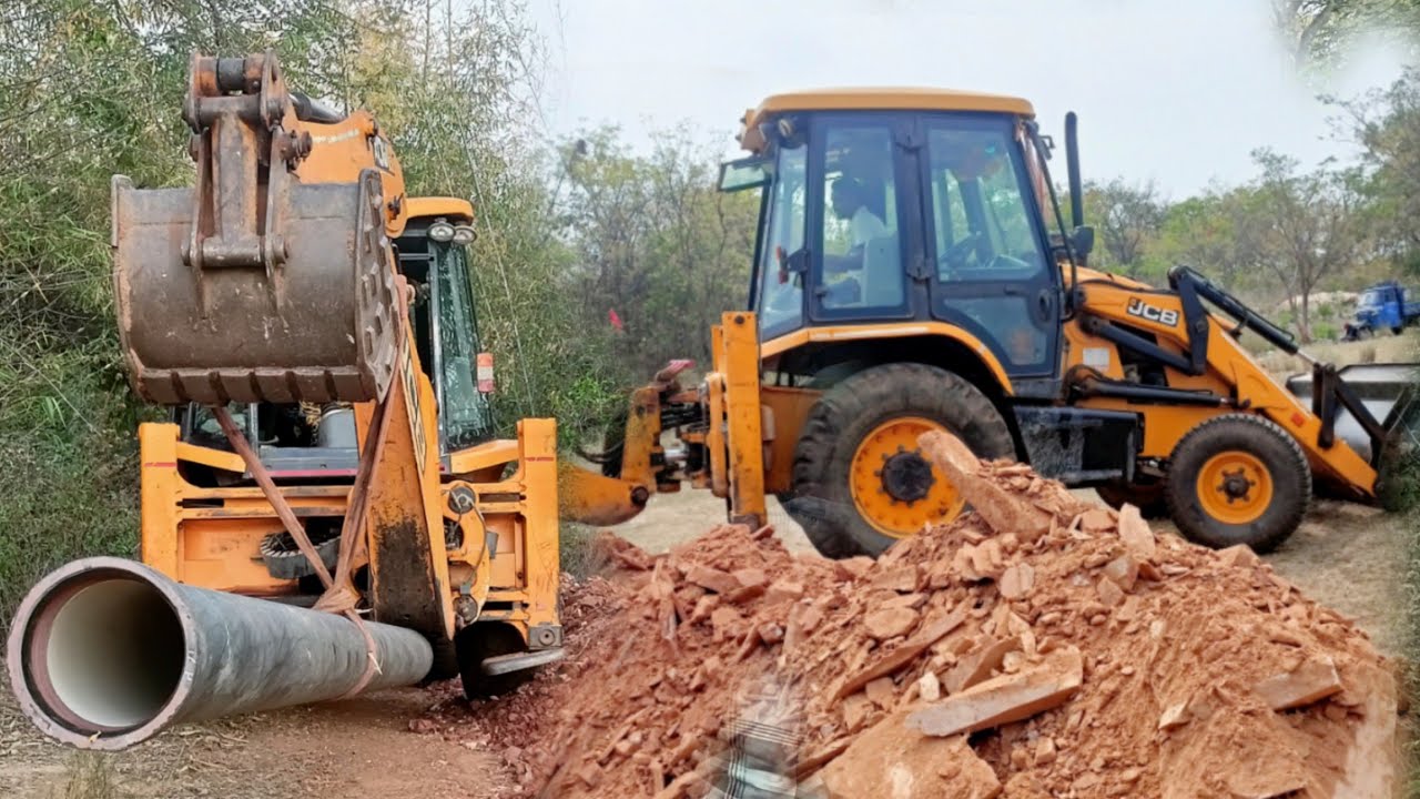 JCB 3DX Pipe Line Working From Scratch and then backfilling the soll ...