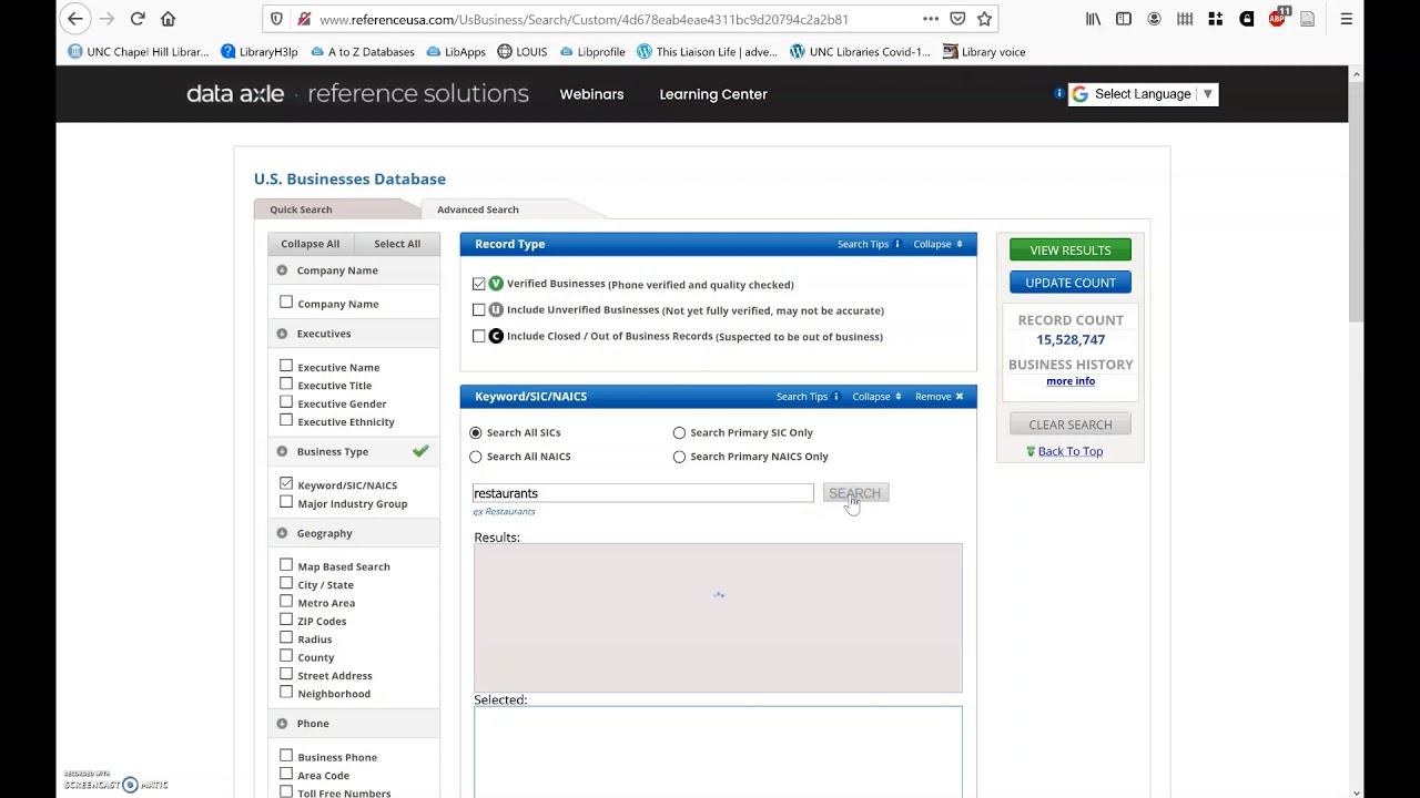 Data Axle Reference Solutions search by industry & geography - YouTube