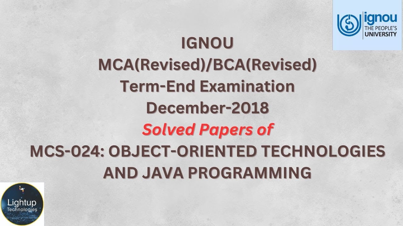 Ace your IGNOU MCA/BCA Exams: December 2018 MCS-024 Java Solved Paper ...