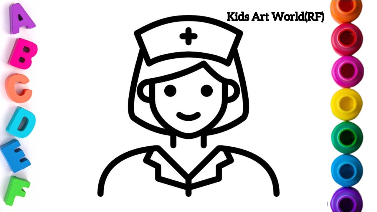 HOW TO DRAW NURSE 👩‍⚕️| COLORING AND PAINTING FOR KIDS AND TODDLERS ...