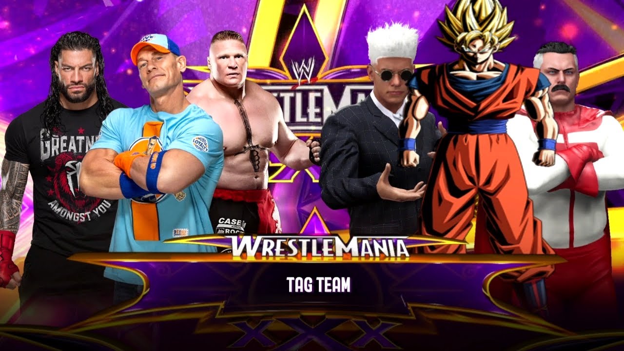ROMAN REIGNS BROCK LESNAR AND JOHN CENA VS GOJO SATORU SON GOKU AND ...