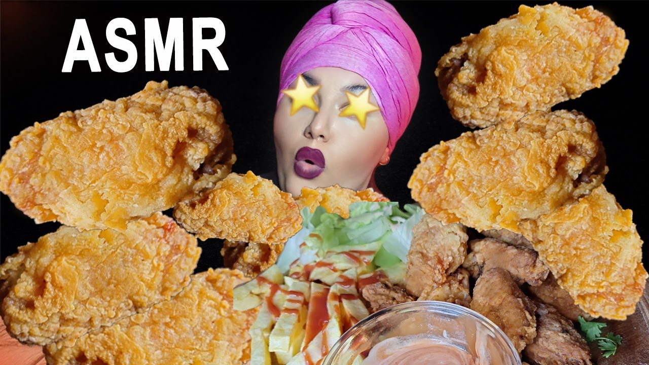 Crispy Fried Chicken Wings + Fries & Creamy Sauce | Ultimate ASMR Food Sounds - YouTube