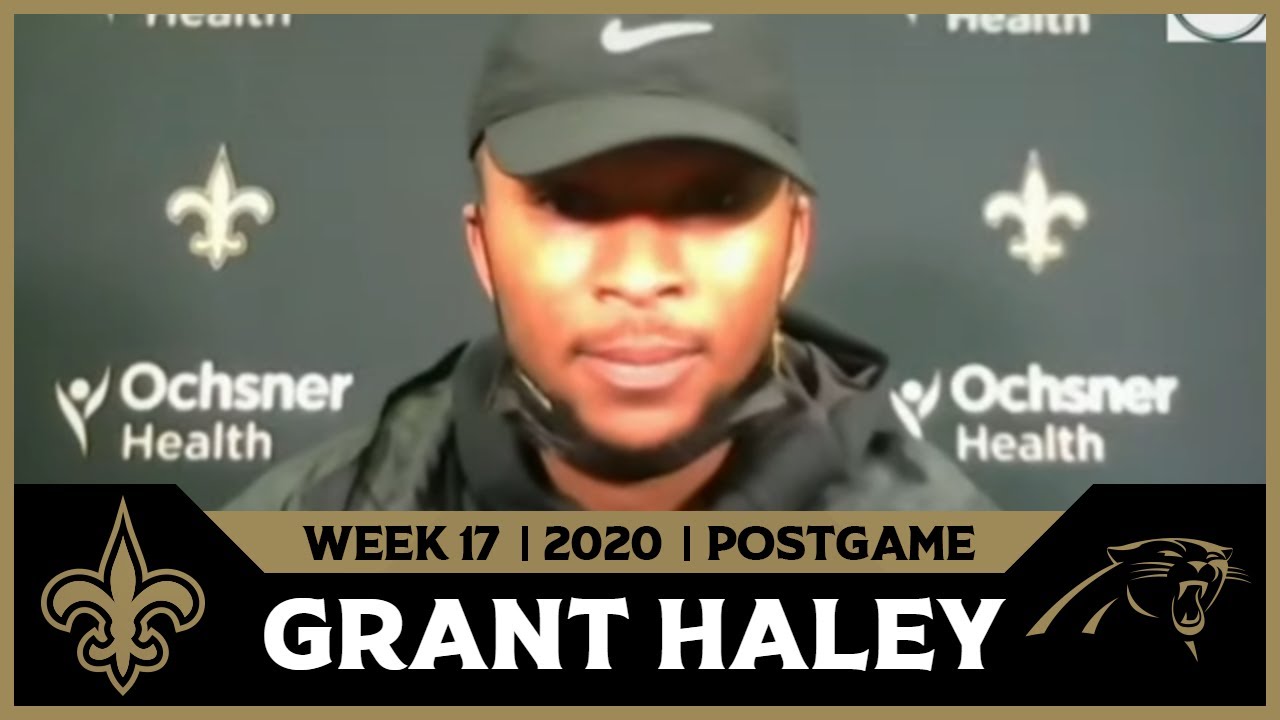 Grant Haley talks 1st NFL INT | Saints-Panthers Postgame - YouTube
