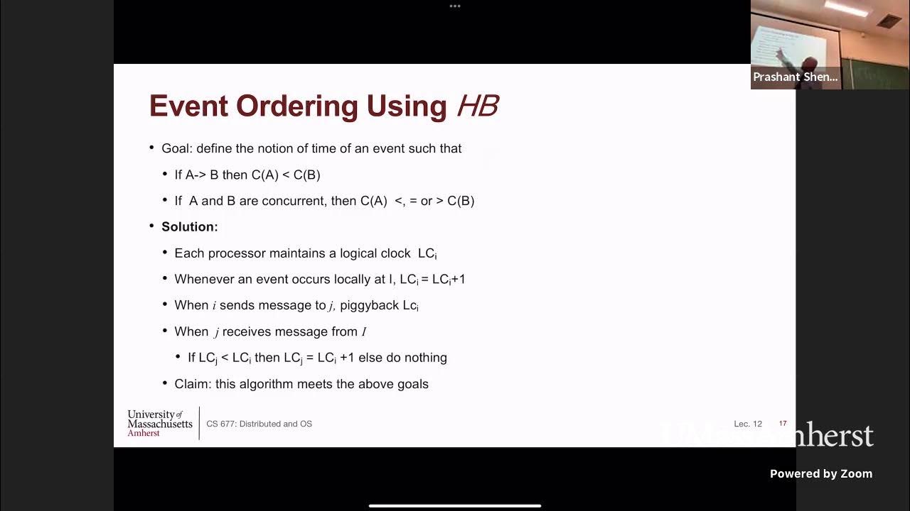 UMass CS677 (Spring'24) - Lecture 12 - Clock Synchronization and Logical Clocks - YouTube