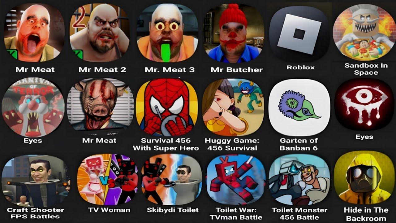 Mr Meat, Mr Meat 1-3, Roblox, Escape Papa Pizza, Escape The Carnivals ...